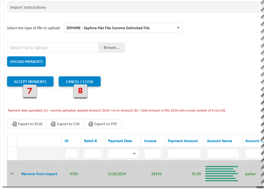 Uploading a Bank File of Payments – Zephire Support