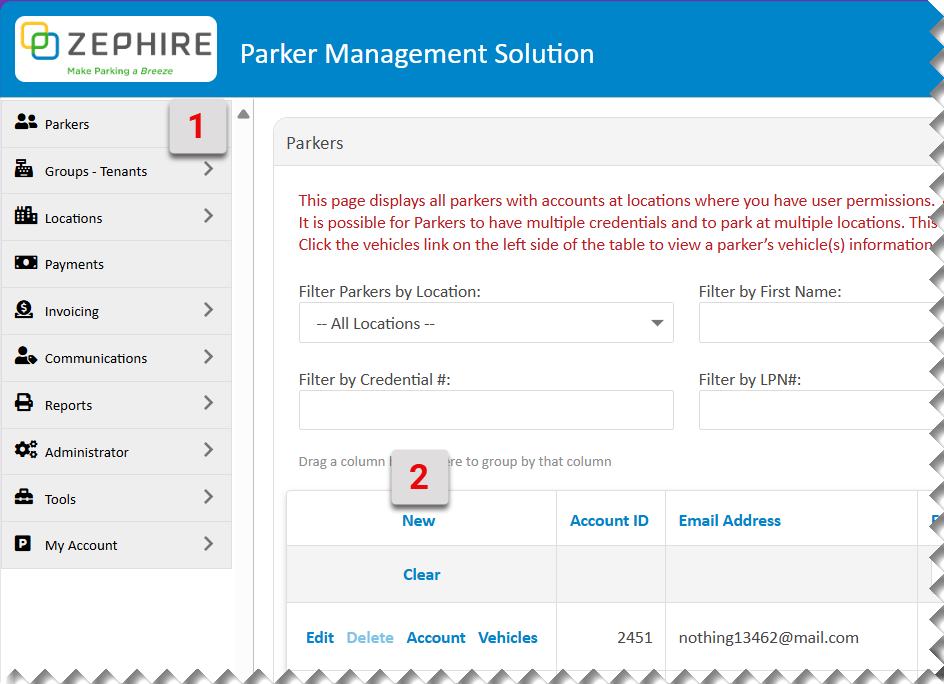 Setting Up a New Individual Parker Profile – Zephire Support